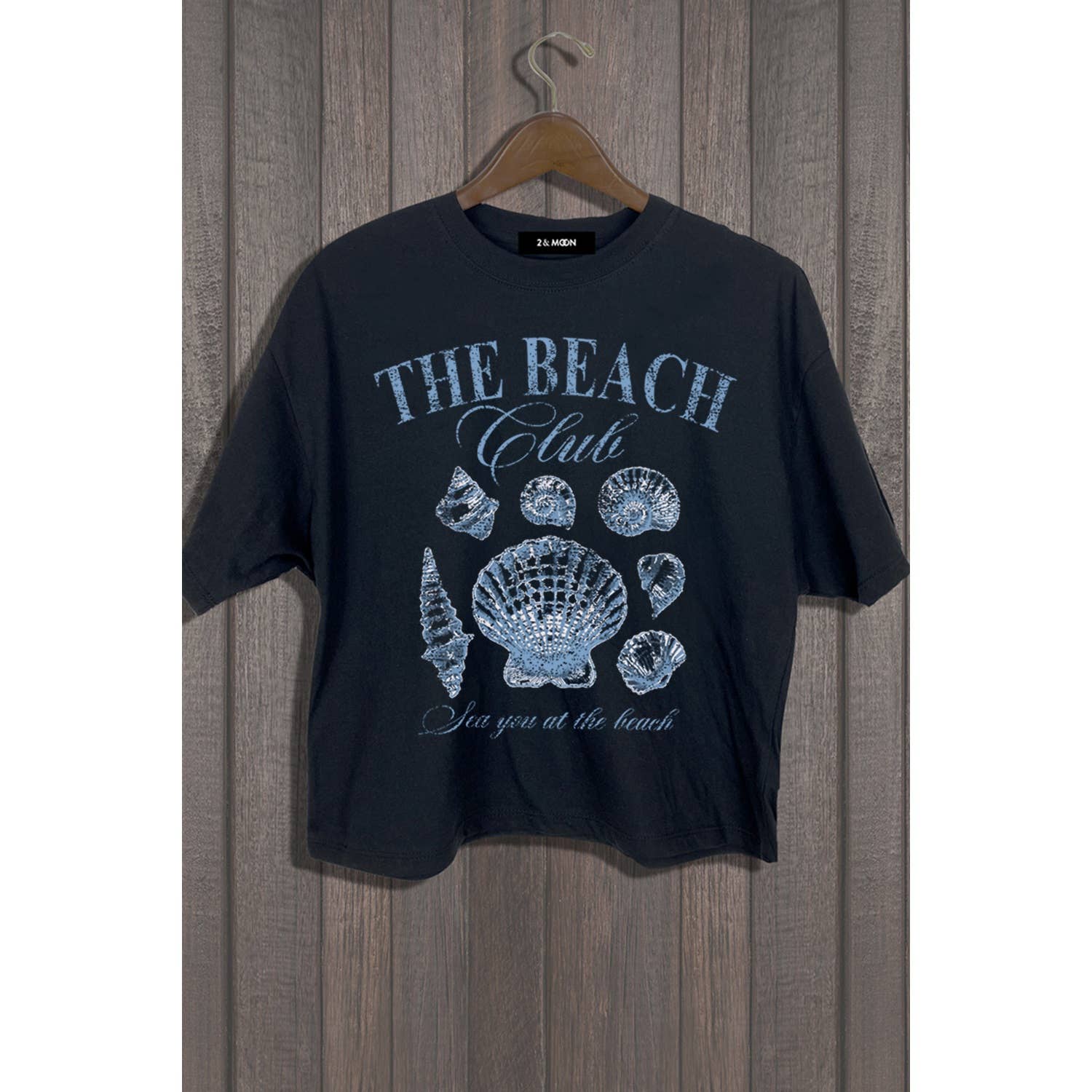 The Beach Club Shell Black Cropped Tee – Bellum&Rogue
